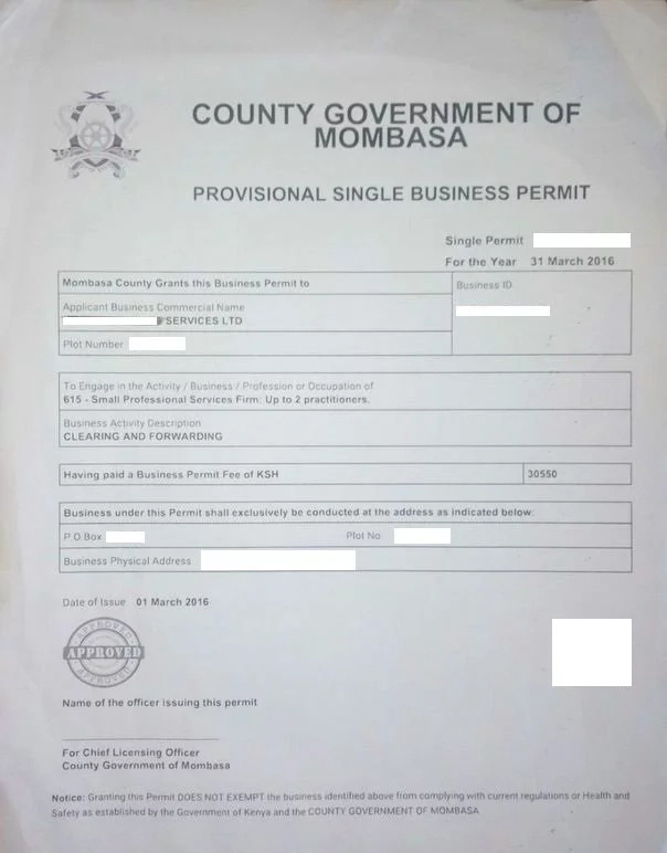 Single business permit Mombasa county Tuko.co.ke