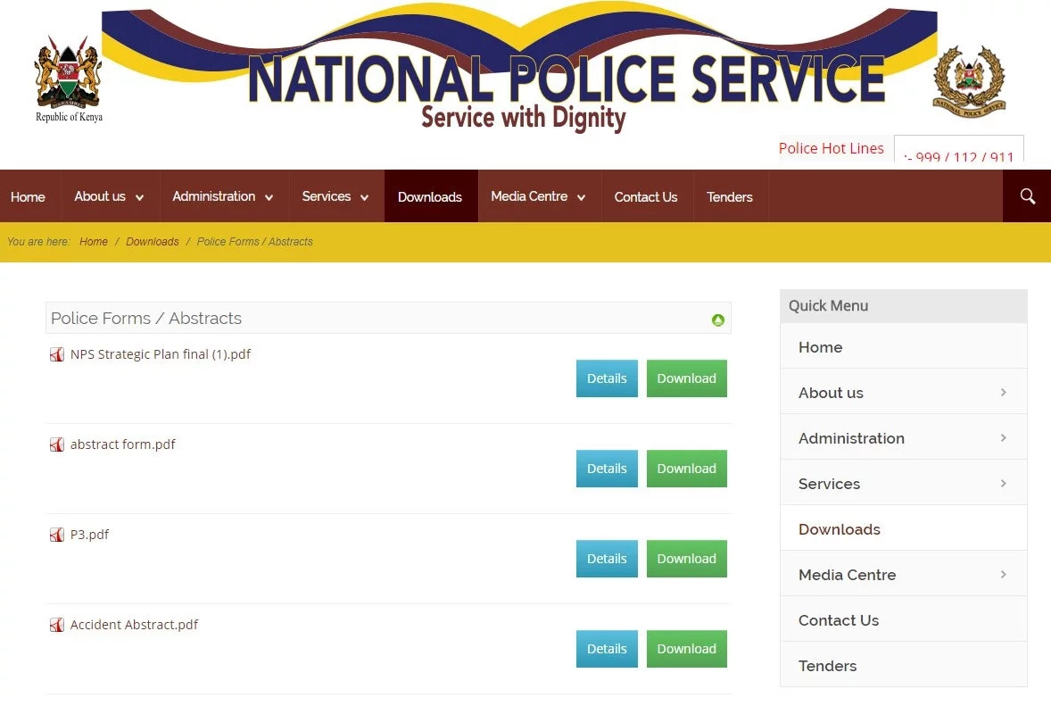 Kenya Police Abstract Form Download Guide Tuko.co.ke
